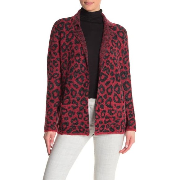 Joseph A | Sweaters | Joseph A Leopard Print Open Front Cardigan ...